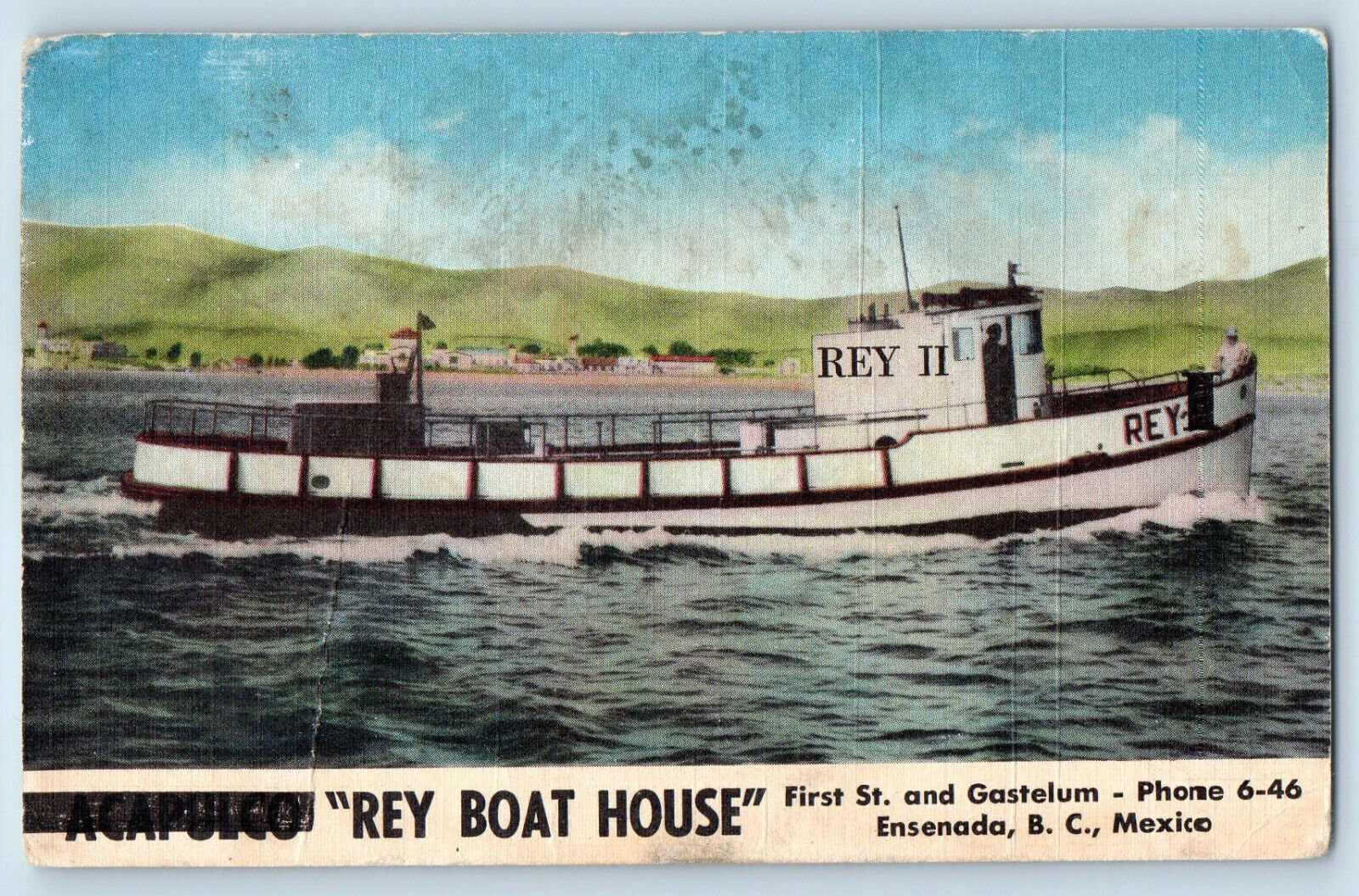 Ensenada Baja California Mexico Postcard Rey Boat House c1940's Vintage ...