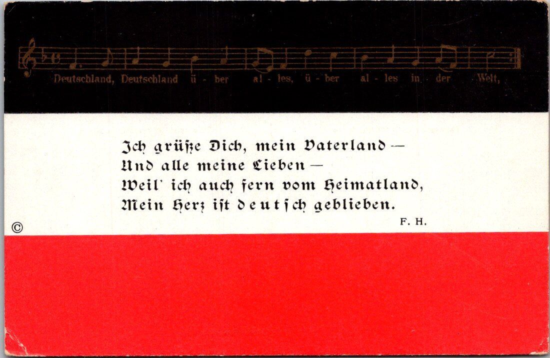 Germany Song Card National Anthem Deutschland Deutschland Ueber Alles ...