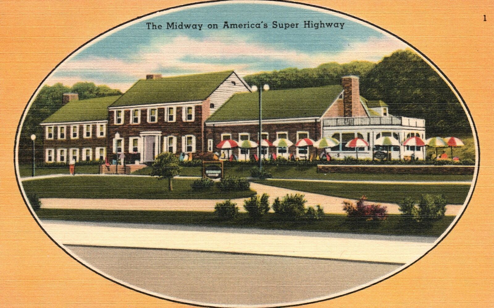 Vintage Postcard The Mid-way on America's Super Highway Pennsylvania ...