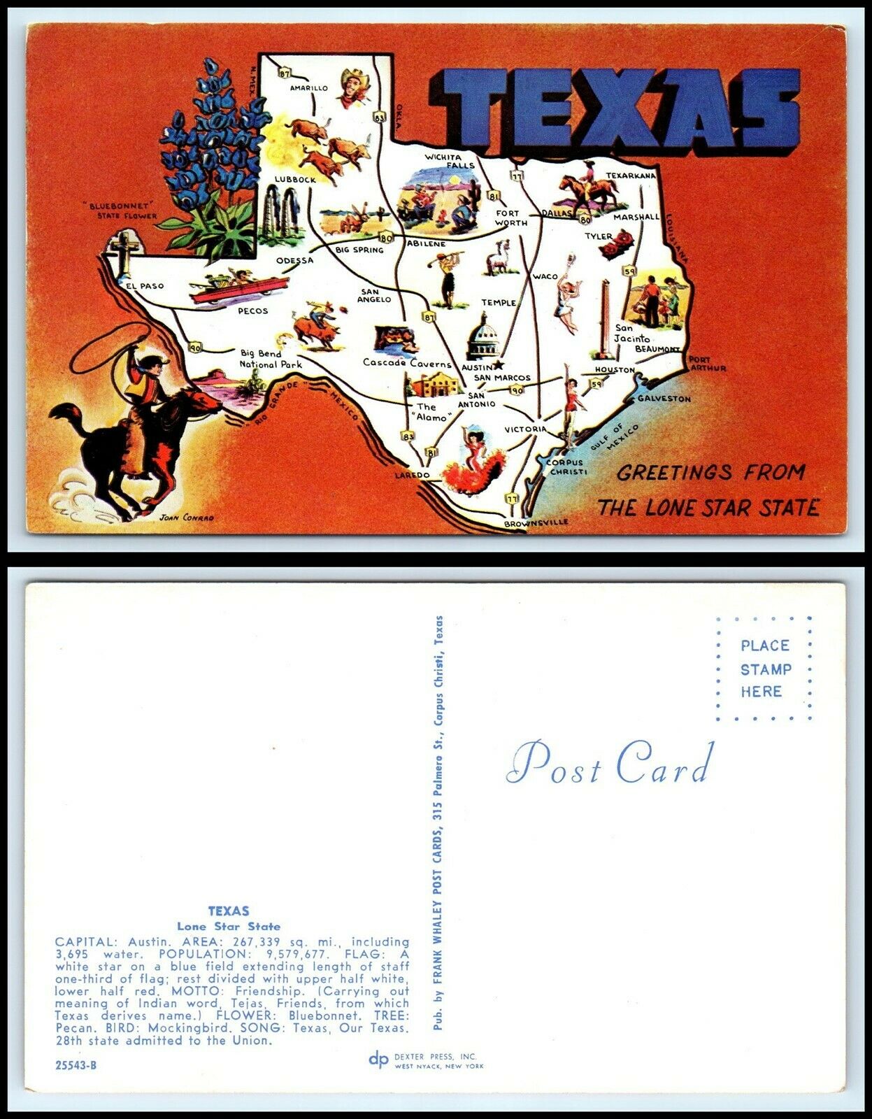 TEXAS Postcard - Tourist Map H3 | United States - Texas - Other ...