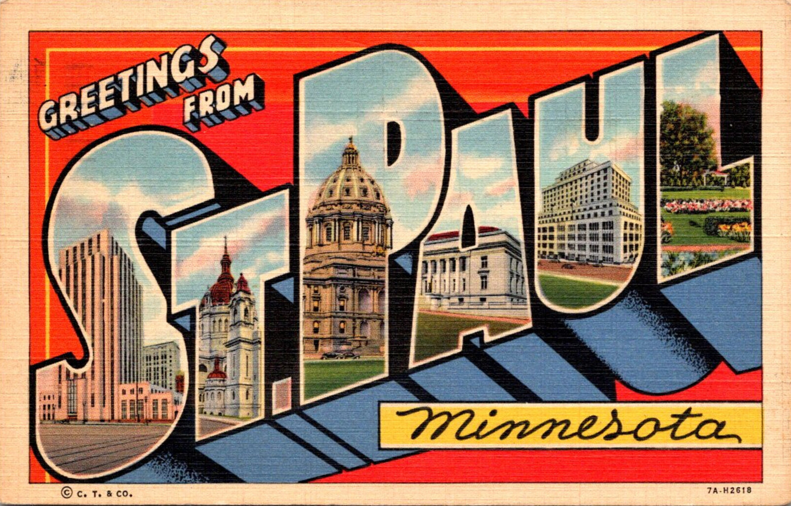 Minnesota Greetings From St Paul Large Letter Linen 1942 Curteich ...