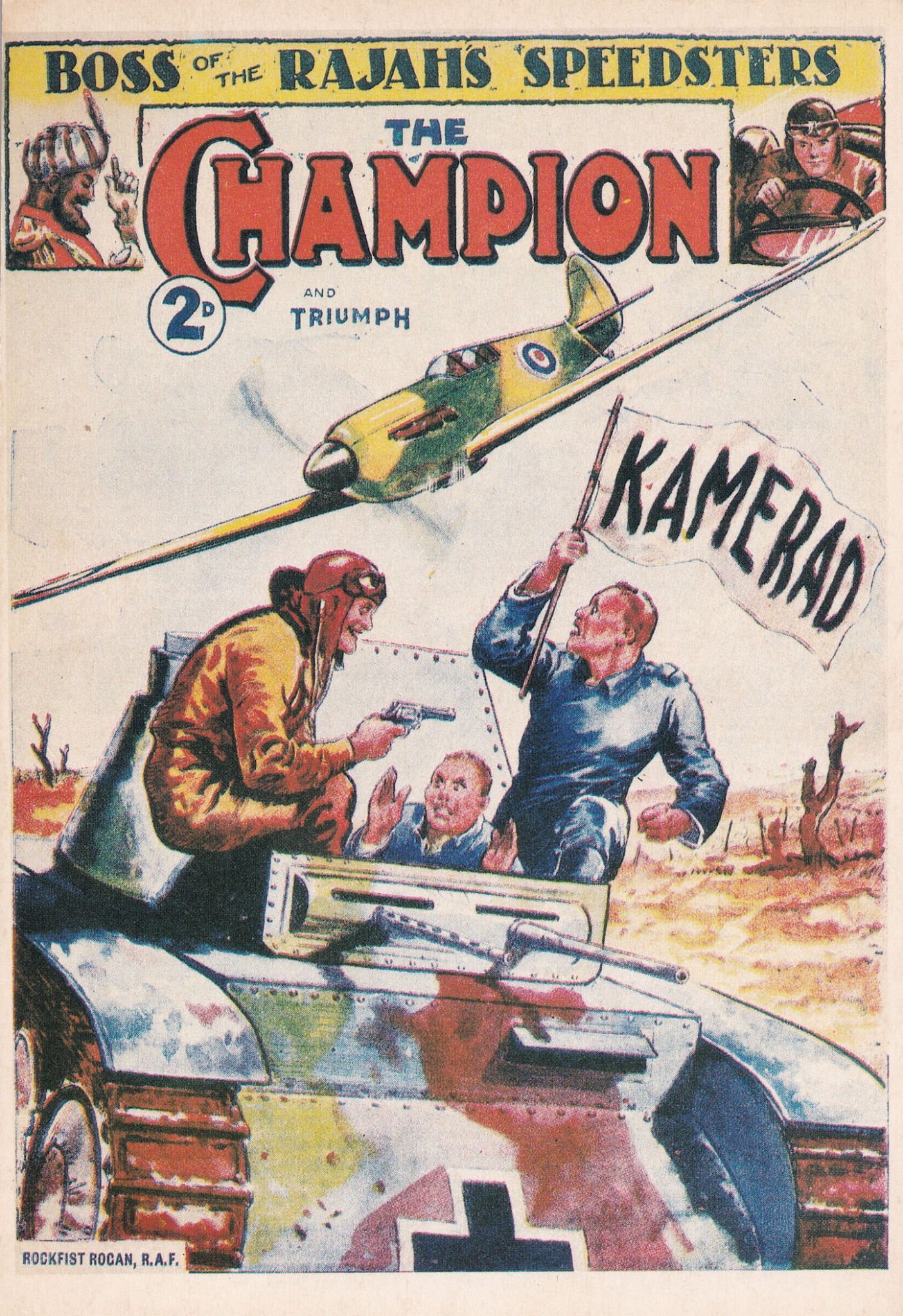 The Champion & Triumph Rockfist Rogan RAF Rare Comic Postcard | Topics ...