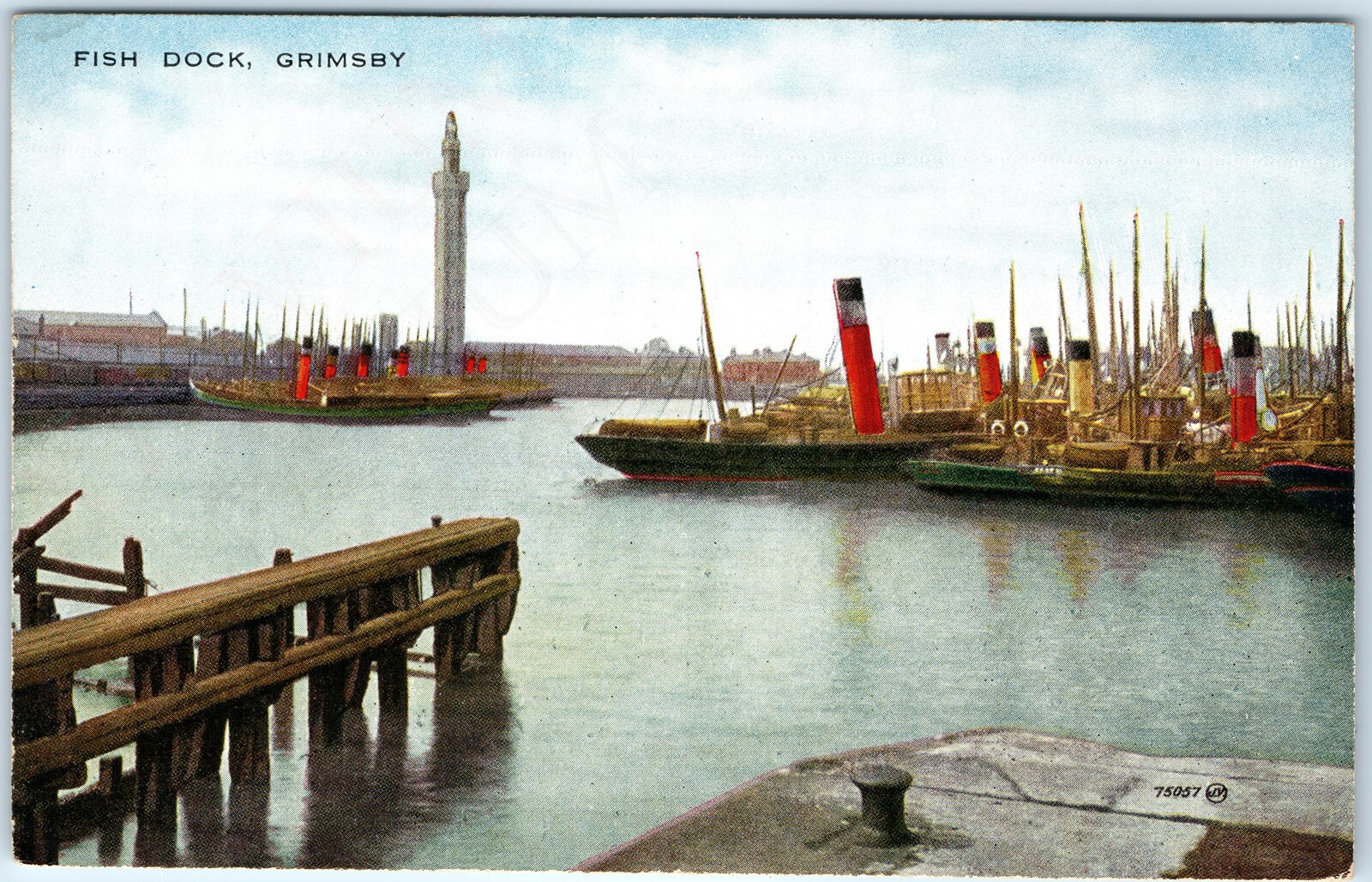 c1910s Grimsby, England Fish Dock Harbor Boats Lighthouse Pier Fishing ...