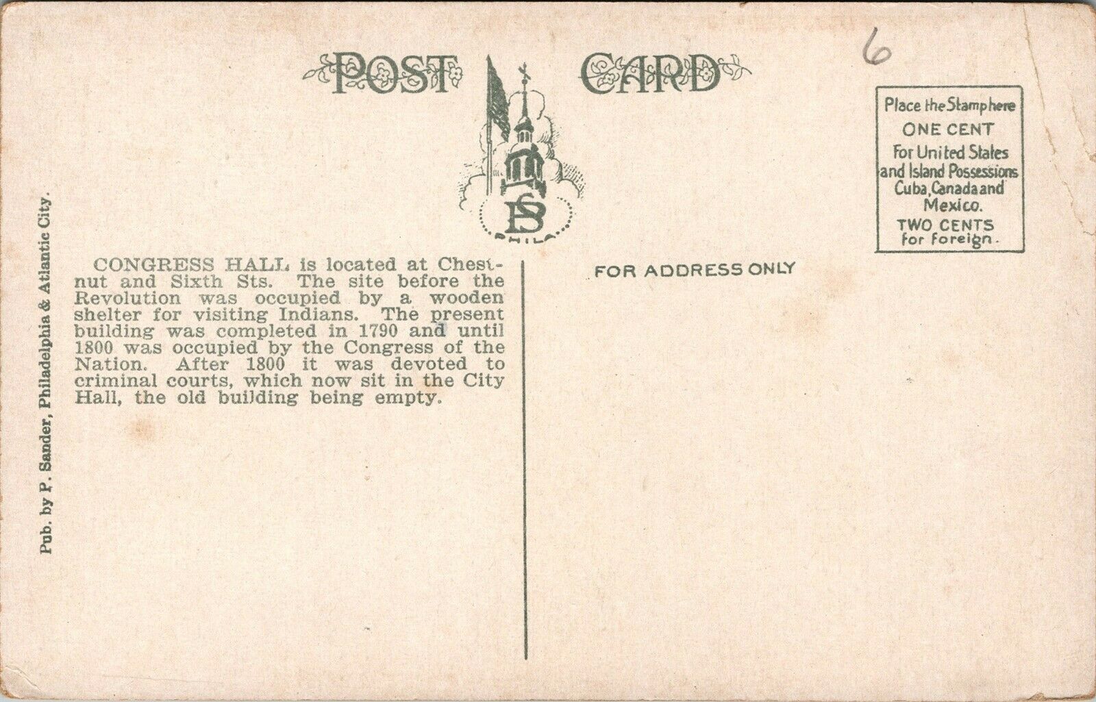 Vtg Philadelphia Pennsylvania PA Congress Hall Street Scene 1920s ...