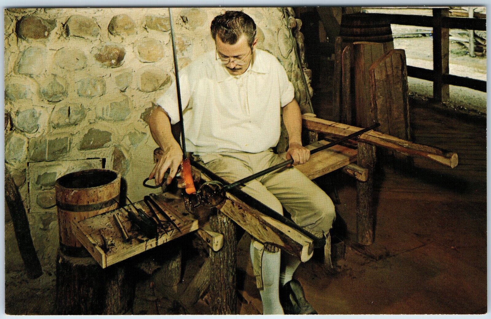 c1960s Jamestown VA Master Glassblower Glass Blowing Glasshouse ...