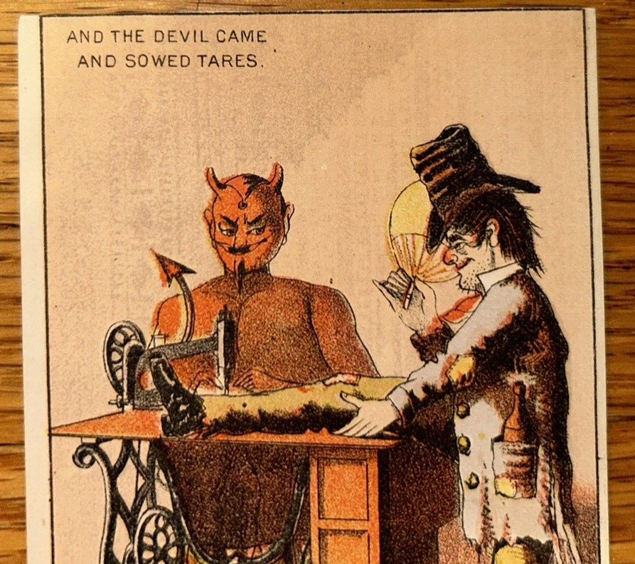 Antique Victorian Trade Card Rare Singer Sewing Machine Devil Tailor ...