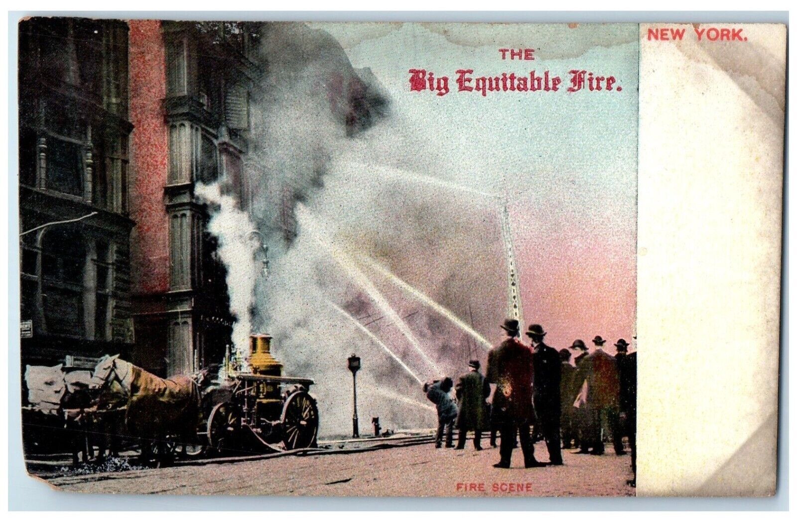 The Big Equitable Fire Scene New York NY, Firefighter Horse Wagon ...