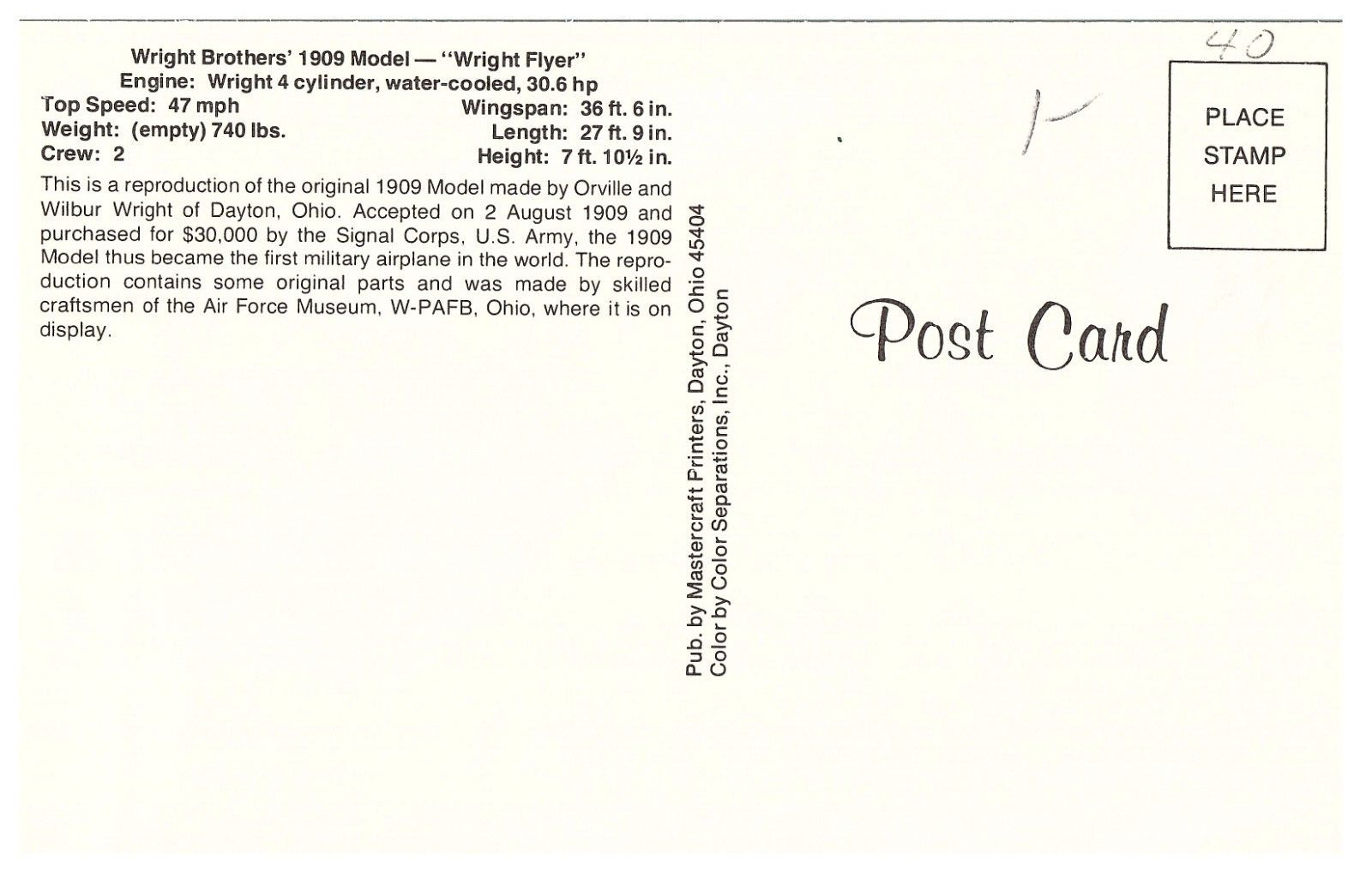 Wright Brothers 1909 Model Wright Flyer Air Force Museum Airplane ...