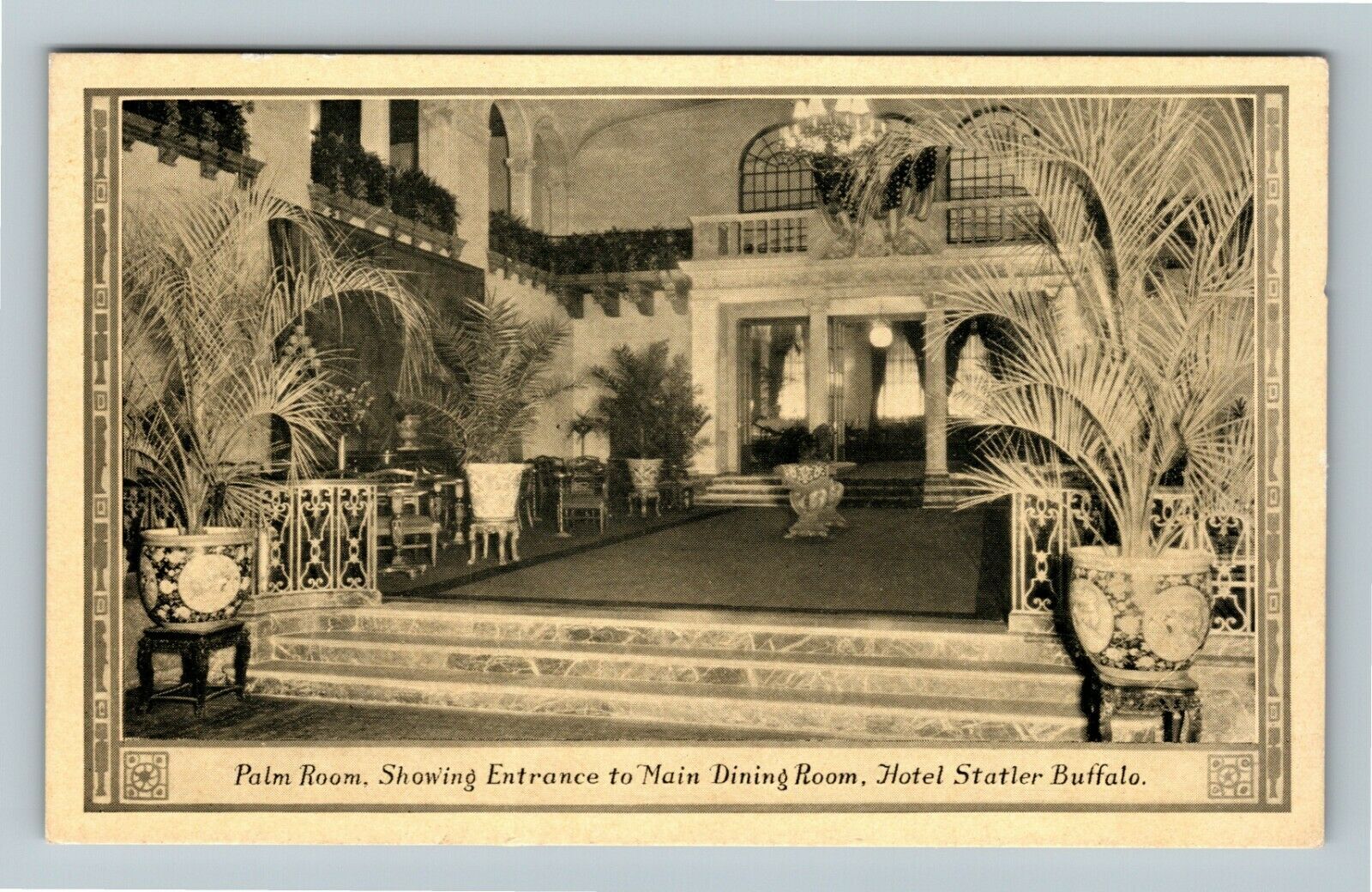 Buffalo NY-New York, Palm Room at Hotel Statler, Advertising Vintage ...