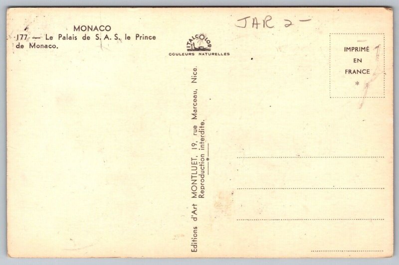 Monaco Le Palais De SAS Le Prince Palace Cannons Clock Tower Vintage ...