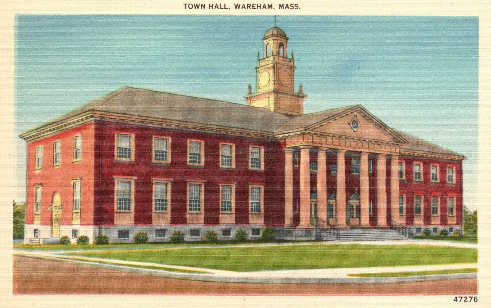 Vintage Postcard 1930's Town Hall Wareham Mass. Massachusetts New ...