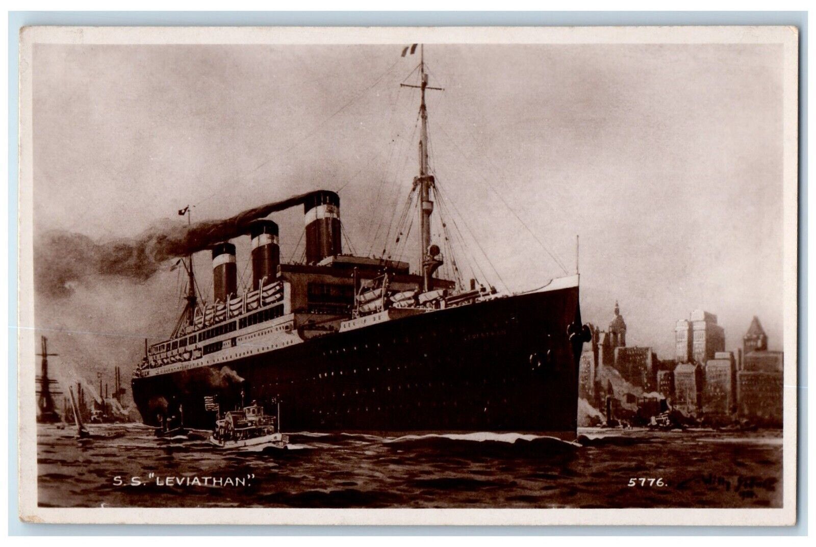 SS Steamer Ship Leviathan Largest Liners United States Line RPPC Photo ...