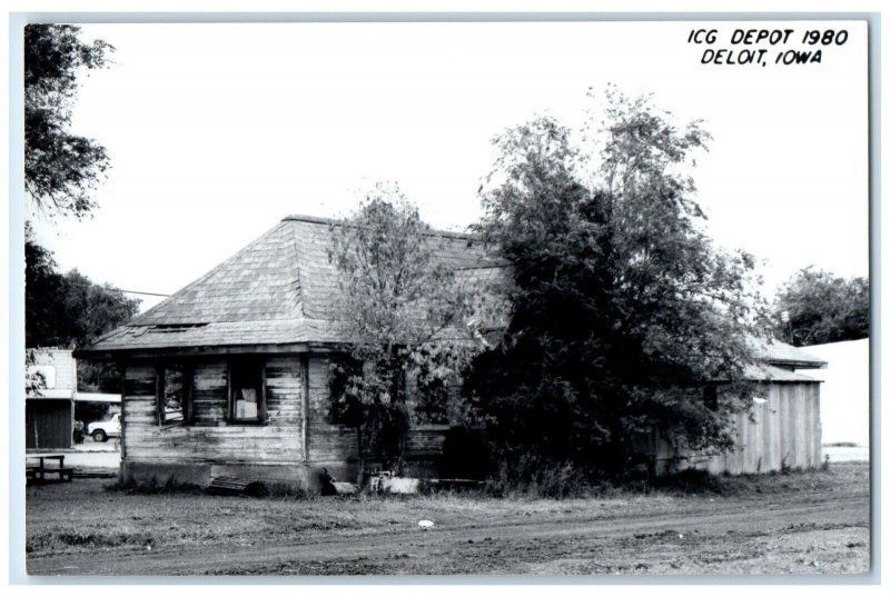 1980 ICG Depot Deloit Iowa IA Railroad Train Depot Station RPPC Photo ...