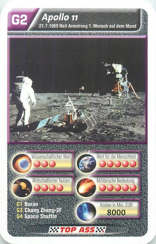 Space alarm revue 9x6cm trade card TOP ASS G2 APOLLO 11 1969 NEIL ...