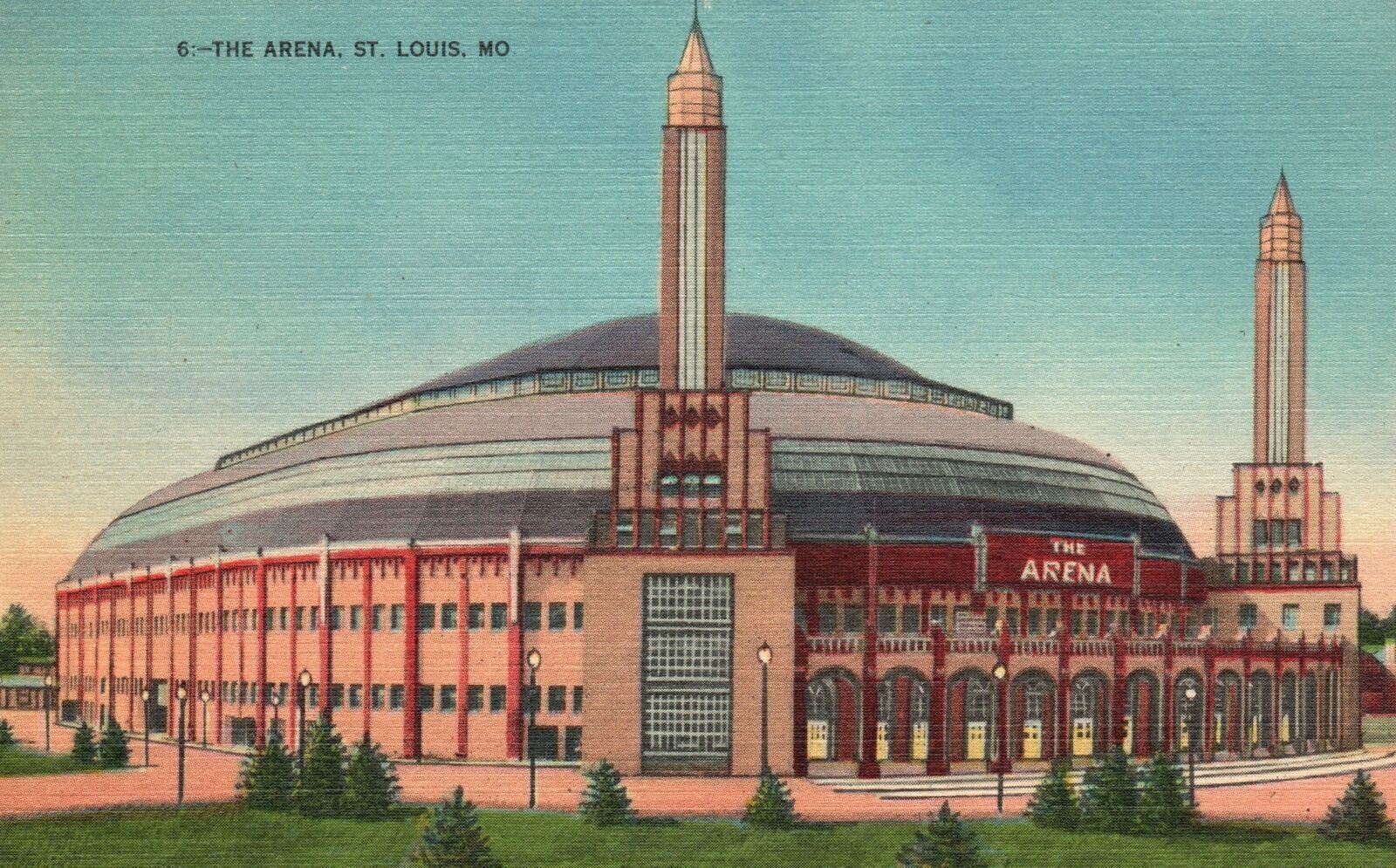 Vintage Postcard The Arena Huge Oval Shape Structure St. Louis Missouri ...