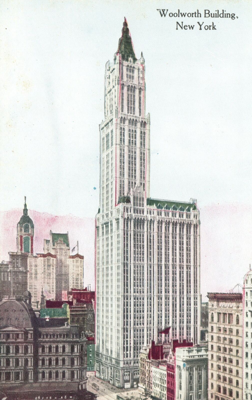 Vintage Postcard Woolworth Building Broadway From Barclay Street New ...