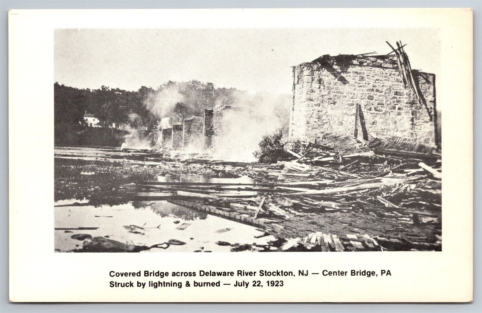 Disaster Covered Bridge Delaware River Burned 1923 Center Bridge PA ...