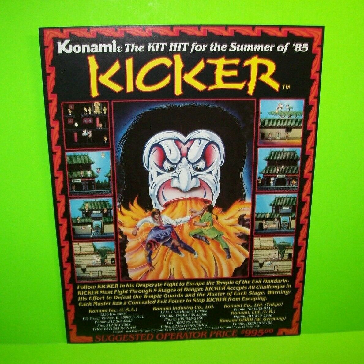 Kicker Arcade FLYER Original 1985 Video Game Artwork Martial Arts ...