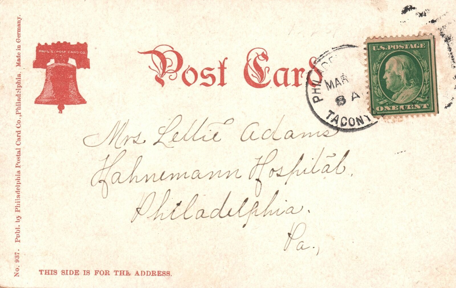 Vintage Postcard 1910 Wm. Penn's Mansion Fairmont Park Philadelphia ...