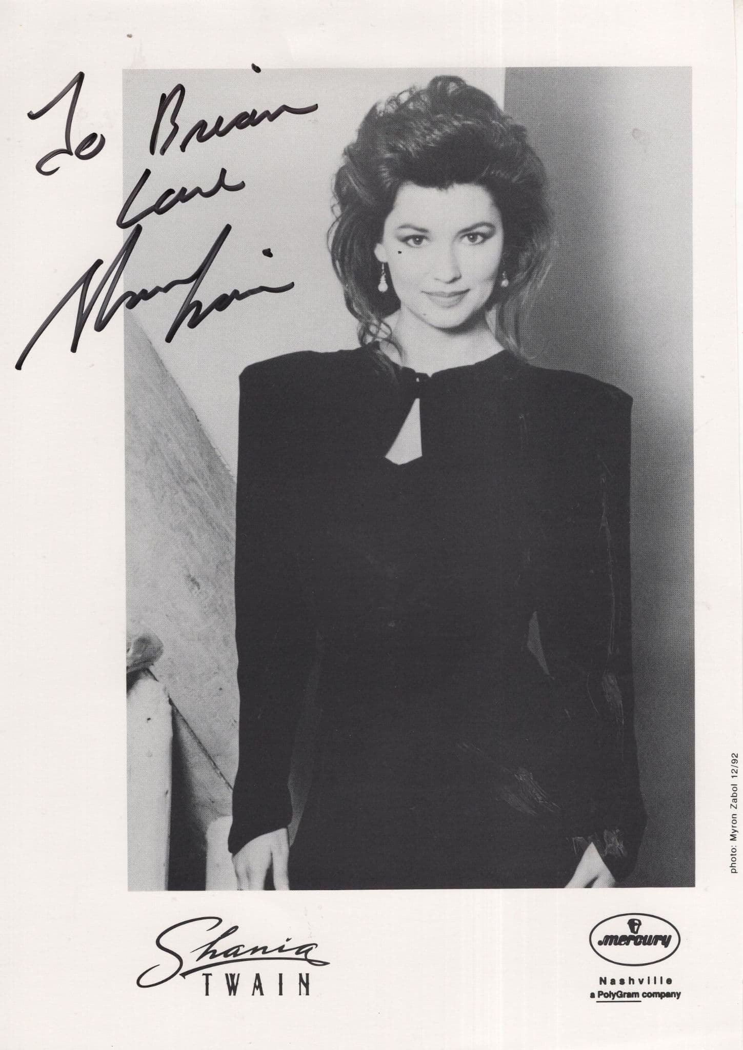 Shania Twain Giant Mercury Records Vintage Hand Signed In Person Photo ...
