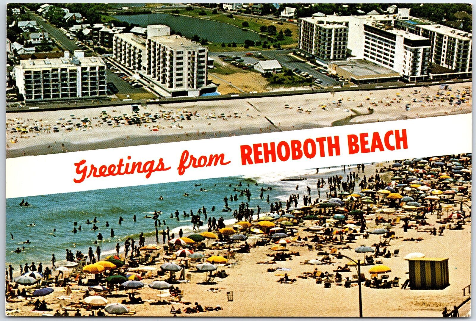 Vintage Continental Size Postcard Aerial View and Beach Scene at ...