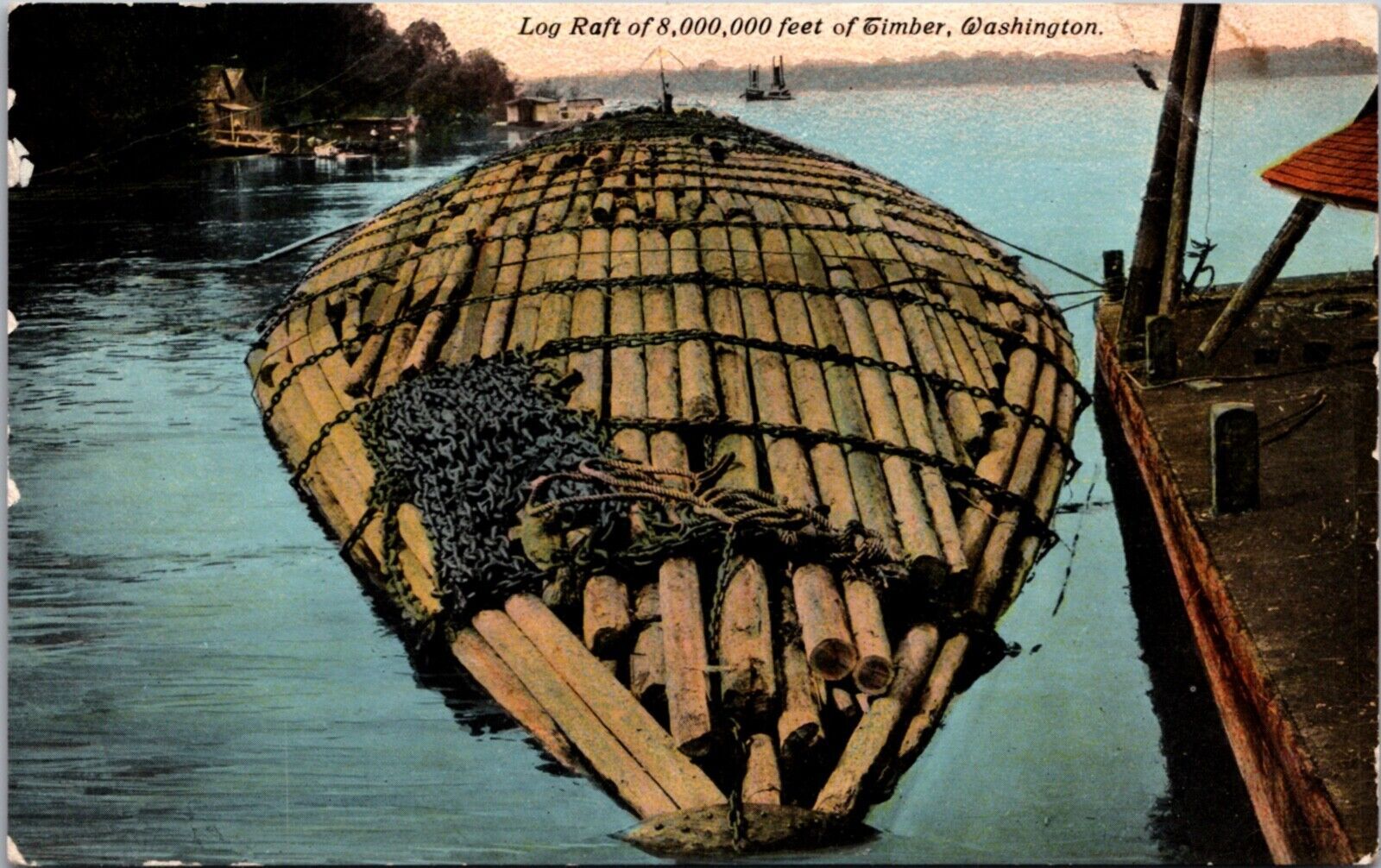 Postcard Log Raft of 8,000,000 Feet of Timber, Washington | United ...