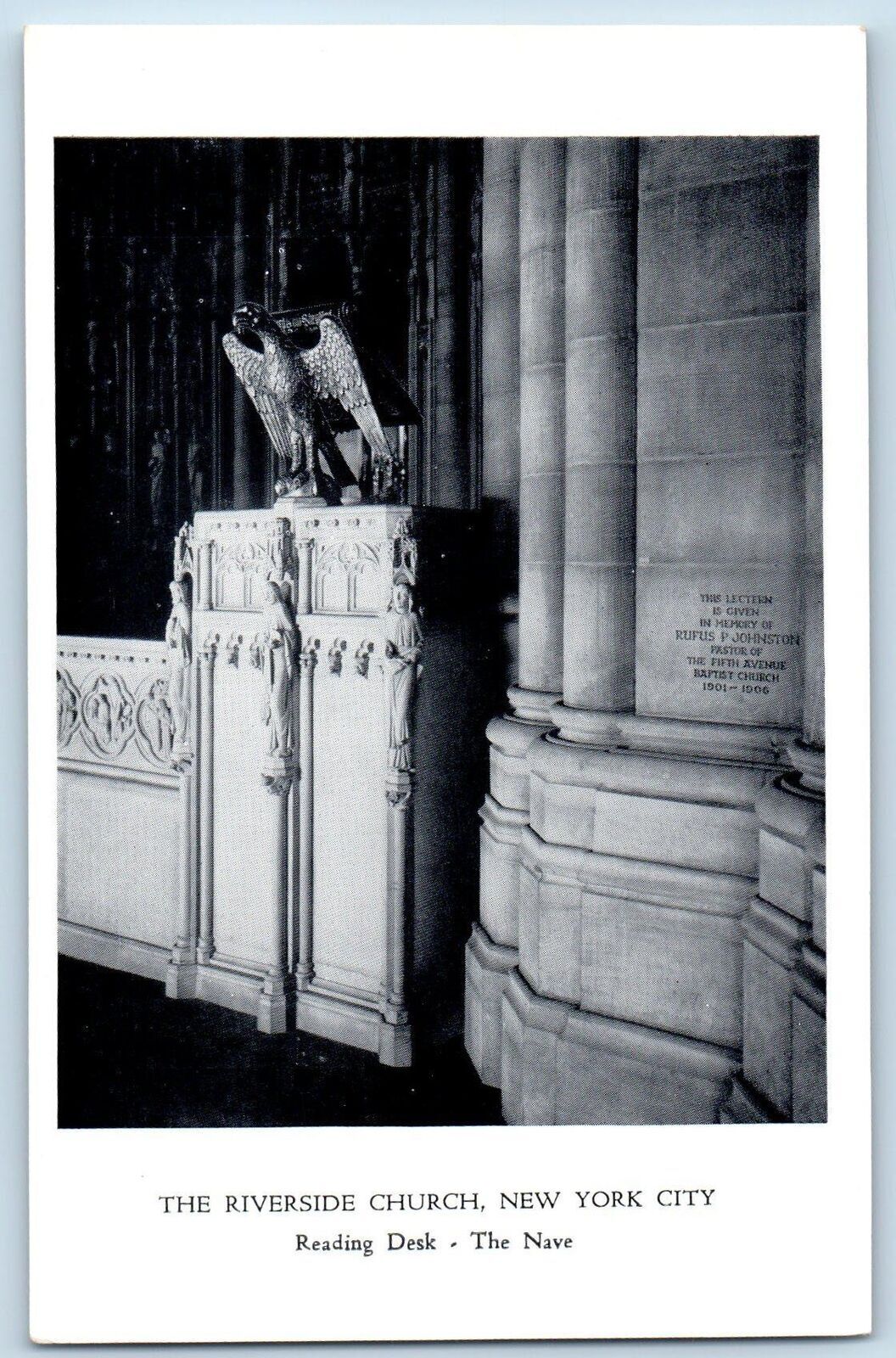 New York City New York NY Postcard The Riverside Church Reading Desk ...