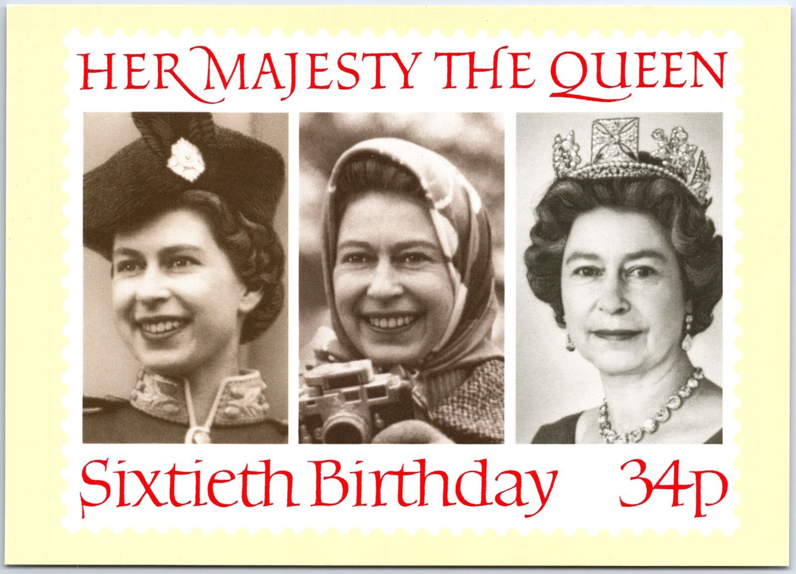 Vintage Continental Sized Postcard UK Royal Mail Queen Elizabeth 60th ...