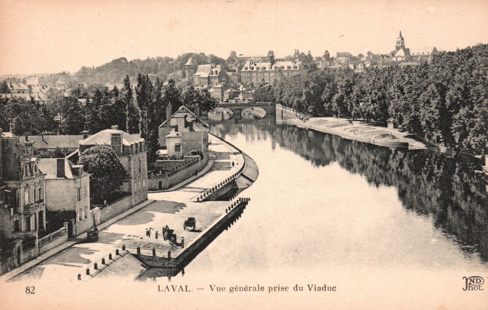 Vintage Postcard 1910's General view taken of the Viaduct Bridge Laval ...
