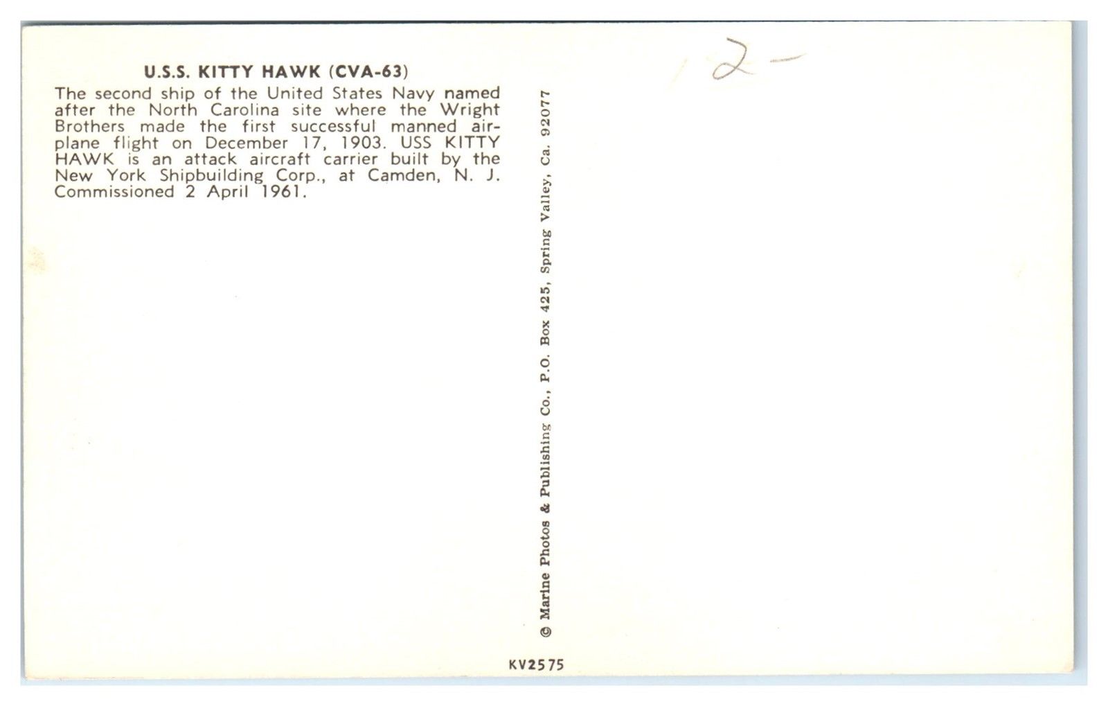 1960s Aerial View of USS Kitty Hawk CVA-63 Aircraft Carrier Postcard ...