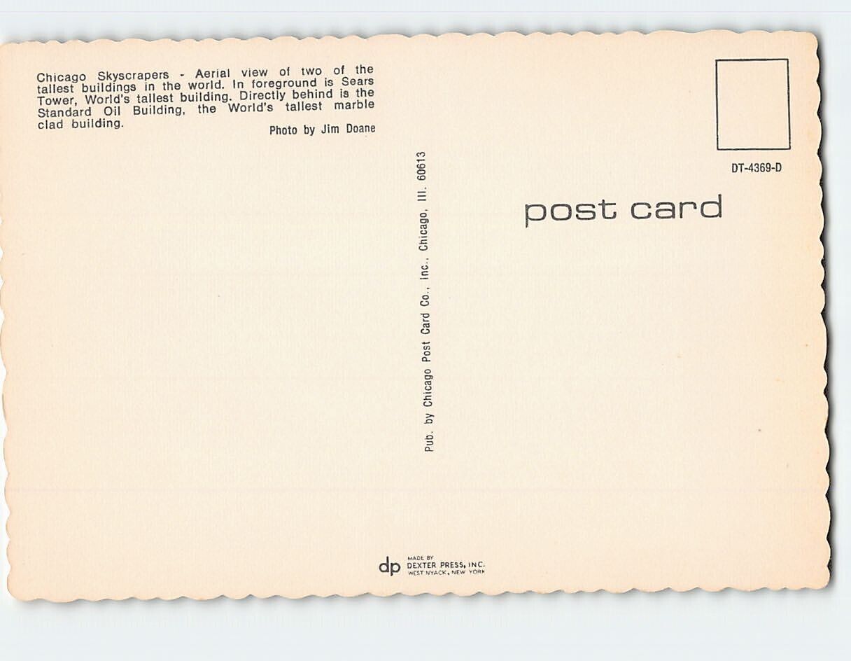 Postcard Aerial View Sears Tower Standard Oil Building Skyscrapers ...