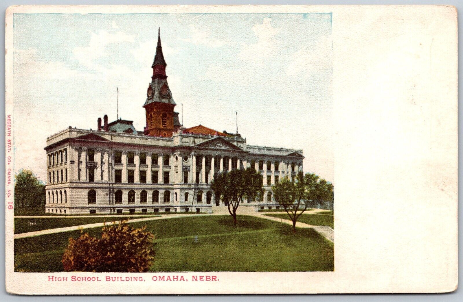 Vtg Omaha Nebraska NE High School Building pre-1908 Old Antique View ...