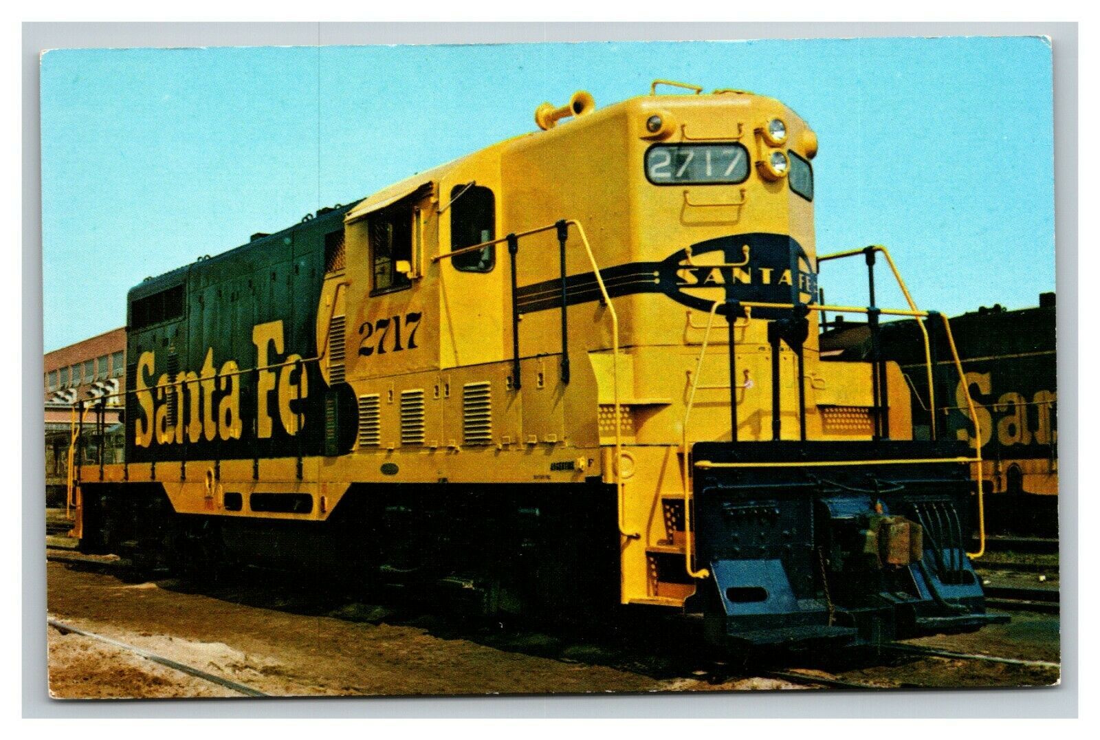 Vintage 1970's Postcard Santa Fe 2717 EMD GP7 Locomotive Yellow Bonnet ...