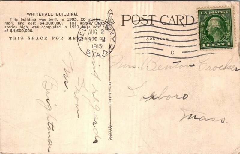 Vintage New York City Postcard - 1912 Whitehall Building - Geo. P Hail ...