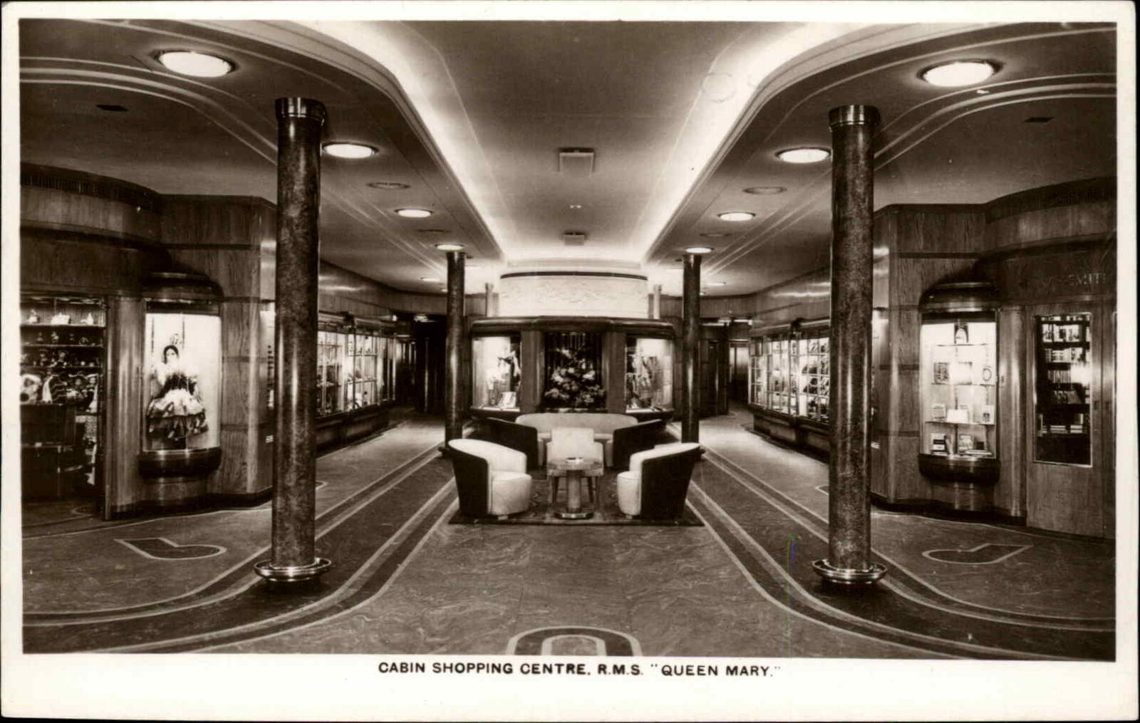 Steamship Ship RMS QUEEN MARY Cabin Shopping Centre Interior RPPC ...