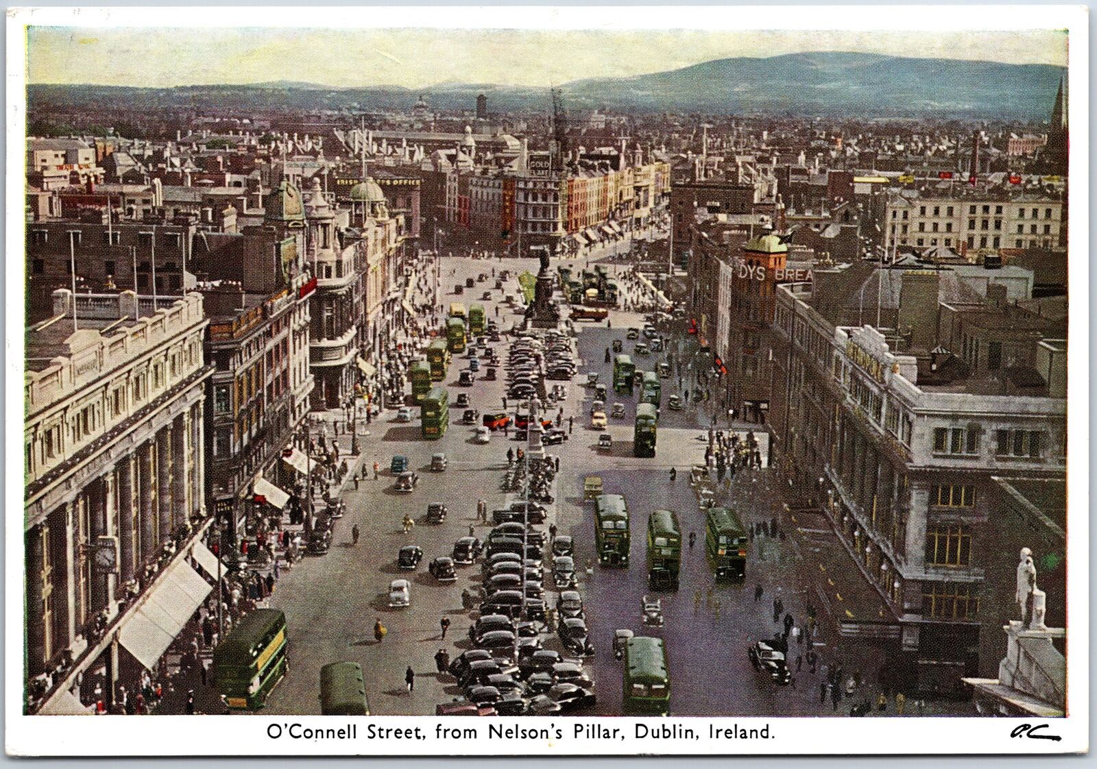 Vintage Continental Sized Postcard 1950s Bird's EYE View Street Dublin ...