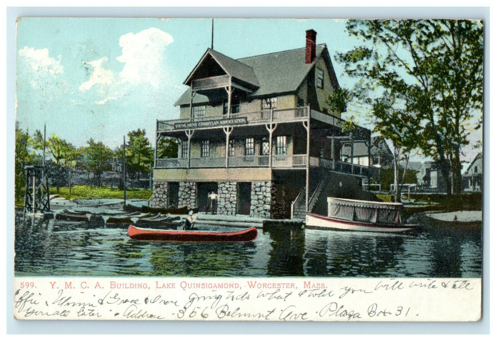 1909 YMCA Building, Lake Quinsigamond, Worcester Massachusetts MA ...