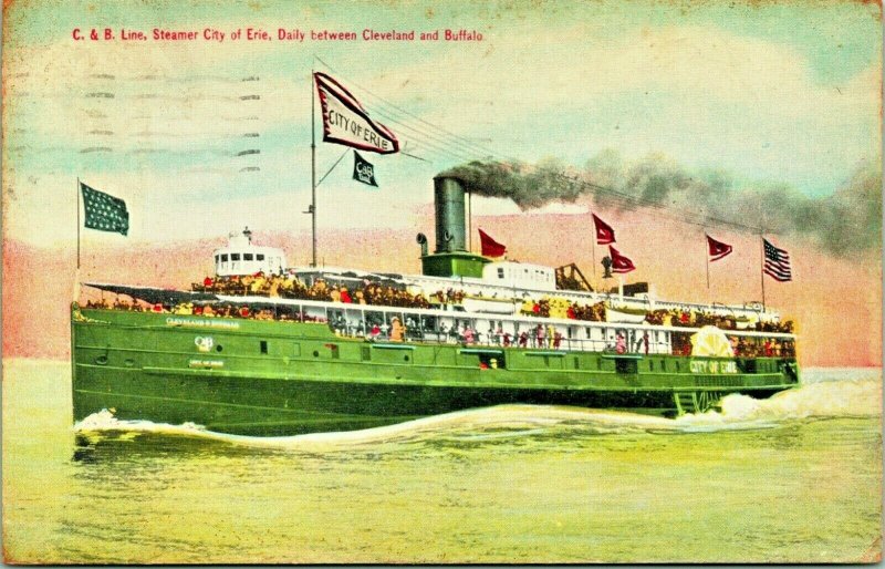 C & B Line Steamer City of Erie Cleveland to Buffalo 1911 C&B line ...
