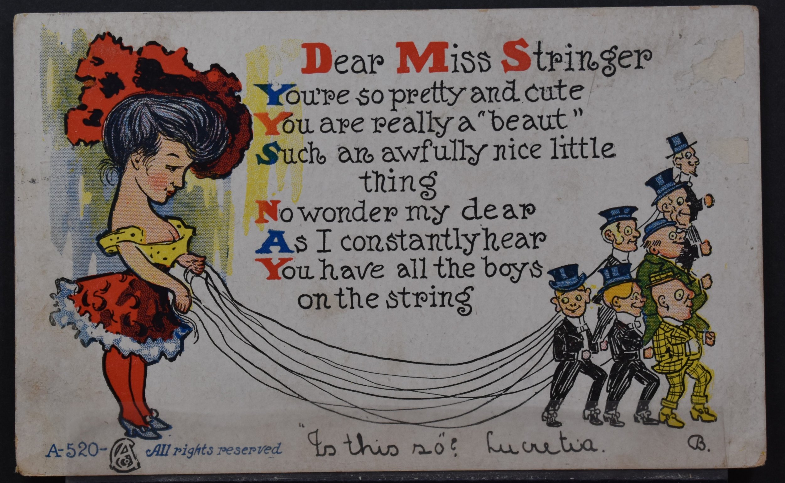 "Dear Miss Stringer You're so pretty and cute".... - 1906 | Topics ...