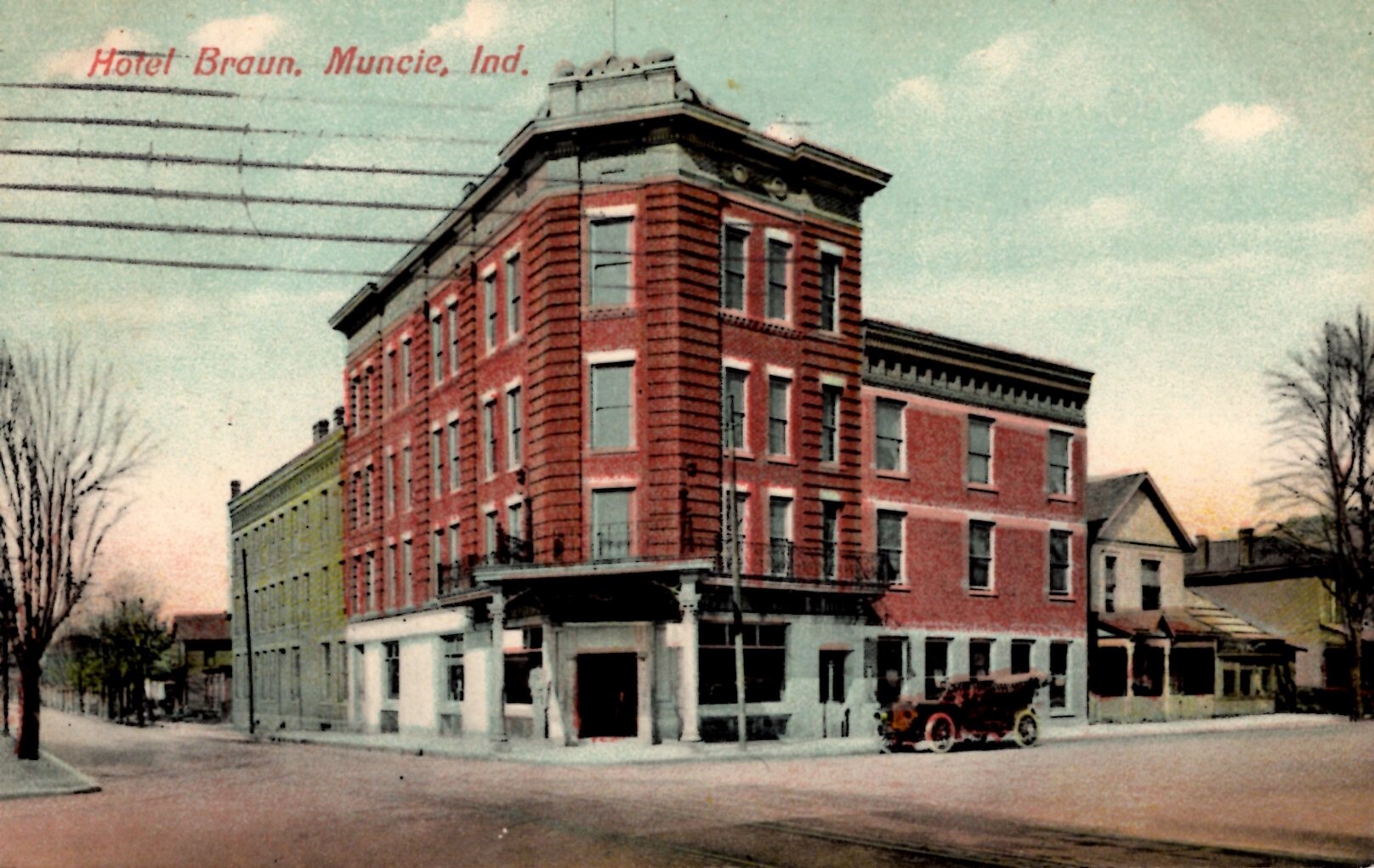 Muncie, Indiana - Showing the Hotel Braun - Downtown - Old Cars ...