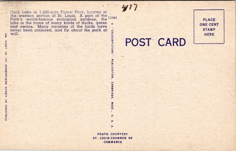 Duck Lake Forest Park St Louis Missouri Animals Fall Autumn Linen UNP ...