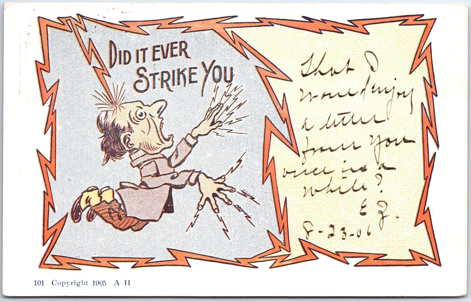 Vintage Postcard "Did IT Ever Strike You" 1906 Early Comical Humor With ...
