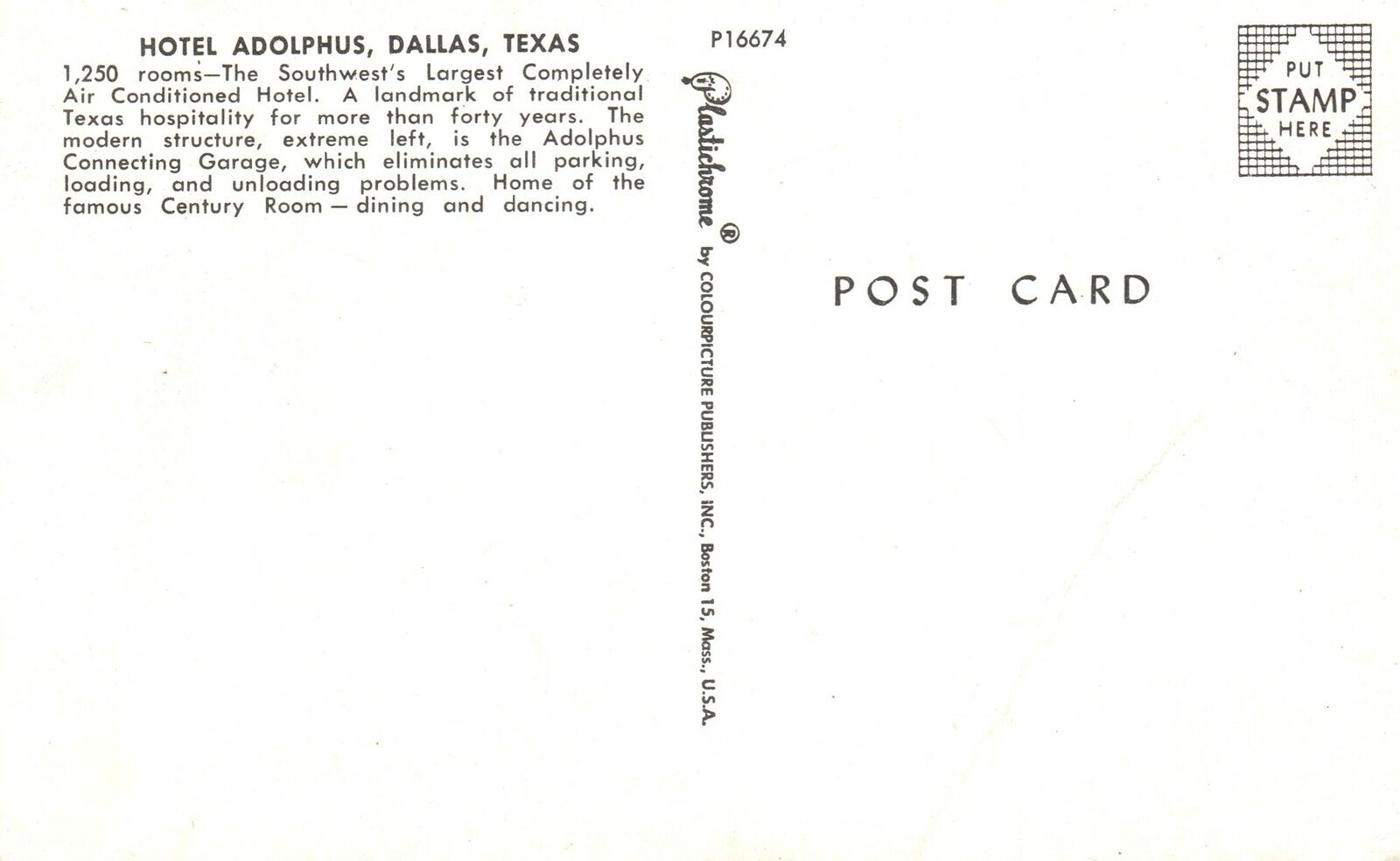 Vintage Postcard Largest Hotel Adolphus Building Dallas Texas TX ...