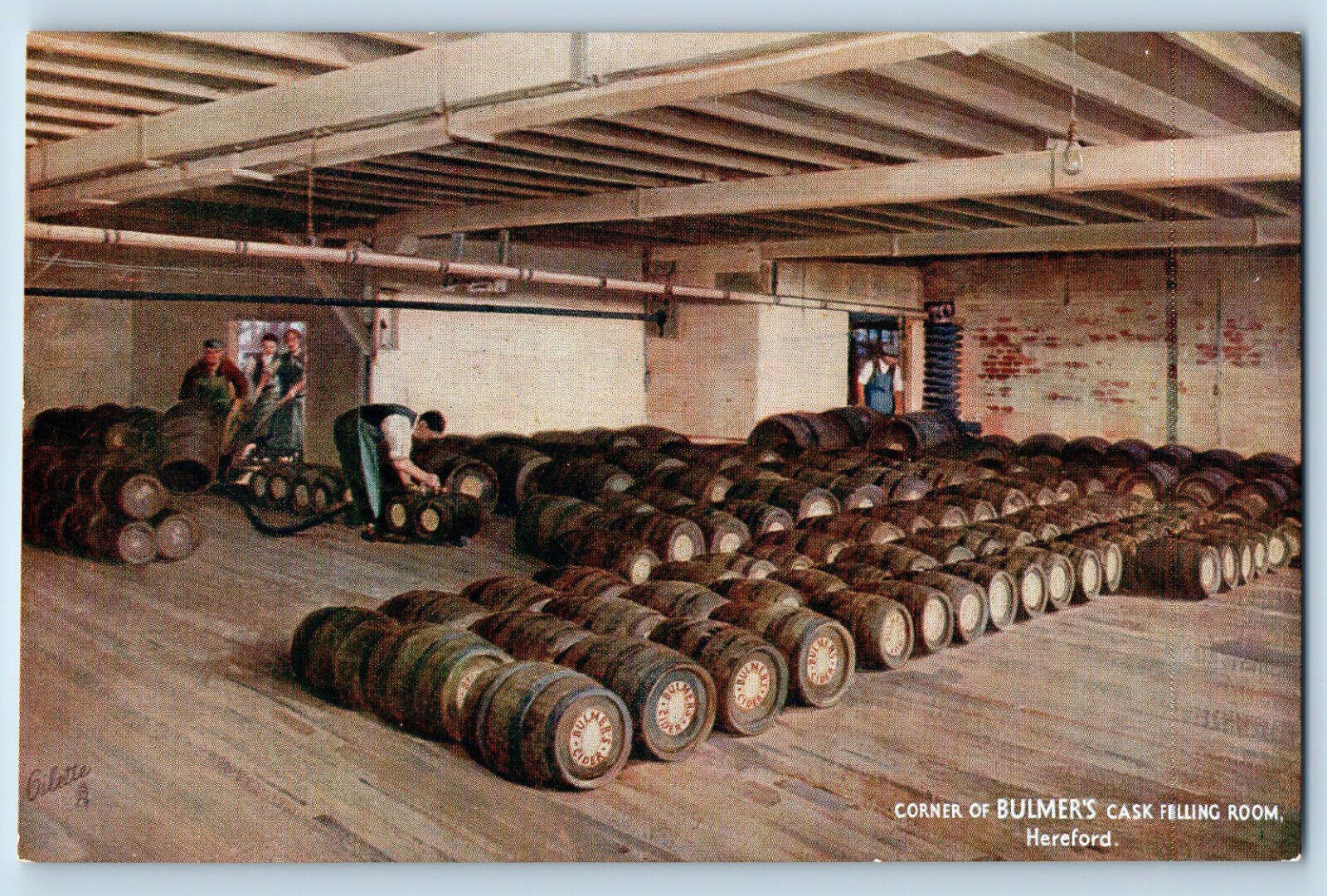 Hereford England Postcard Bulmer's Cask Filling Room c1950's Oilette ...