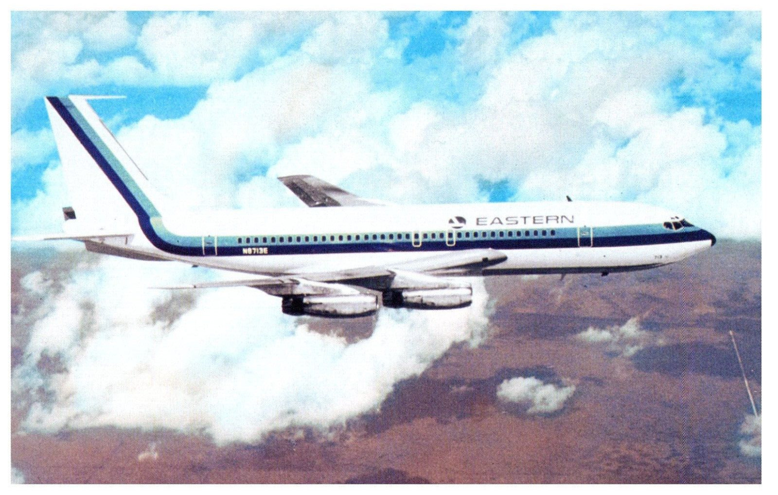 Eastern Airlines Boeing 720 over Florida in 1961 Airplane Postcard ...