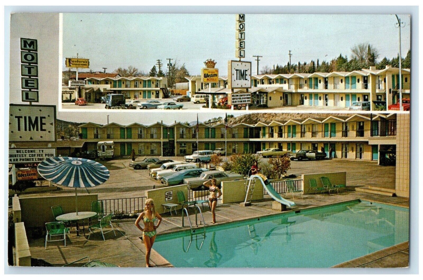 1973 Motel Time Swimming Pool Cars Nogales Arizona AZ, Sexy Woman ...