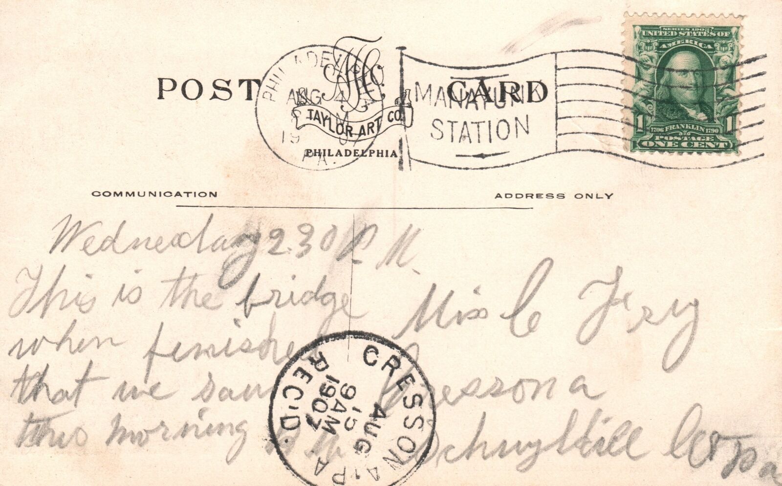 Vintage Postcard 1907 Walnut Lane Bridge Wissahickon Philadelphia ...