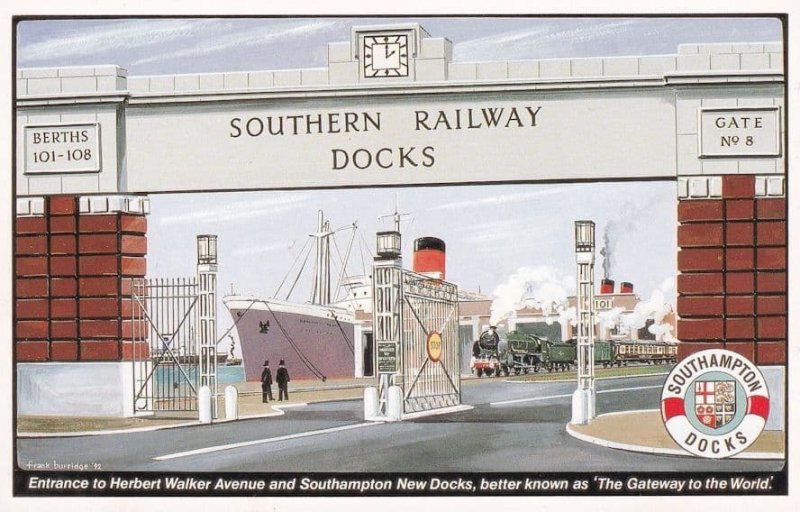 Southampton Railway Docks Old Entrance Gate & Clock Postcard | Topics ...
