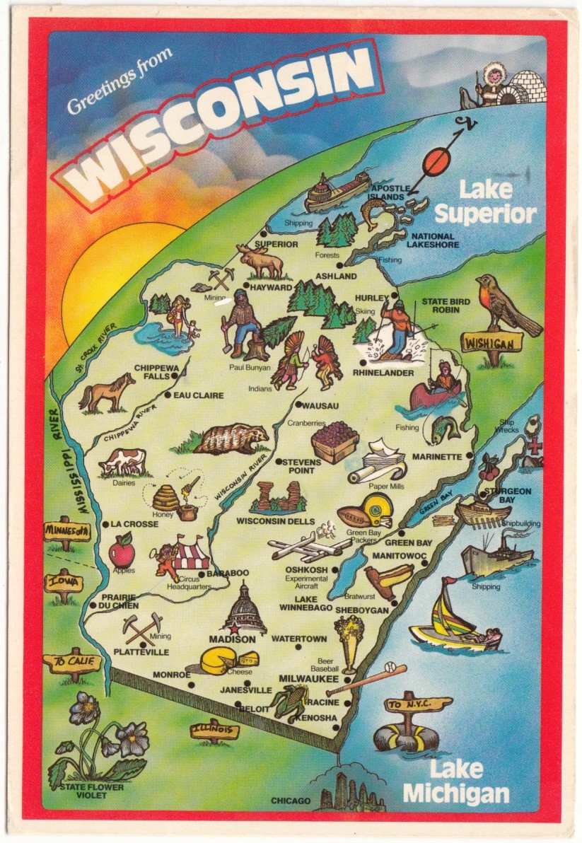 Greetings from WISCONSIN, used Postcard | United States - Wisconsin ...