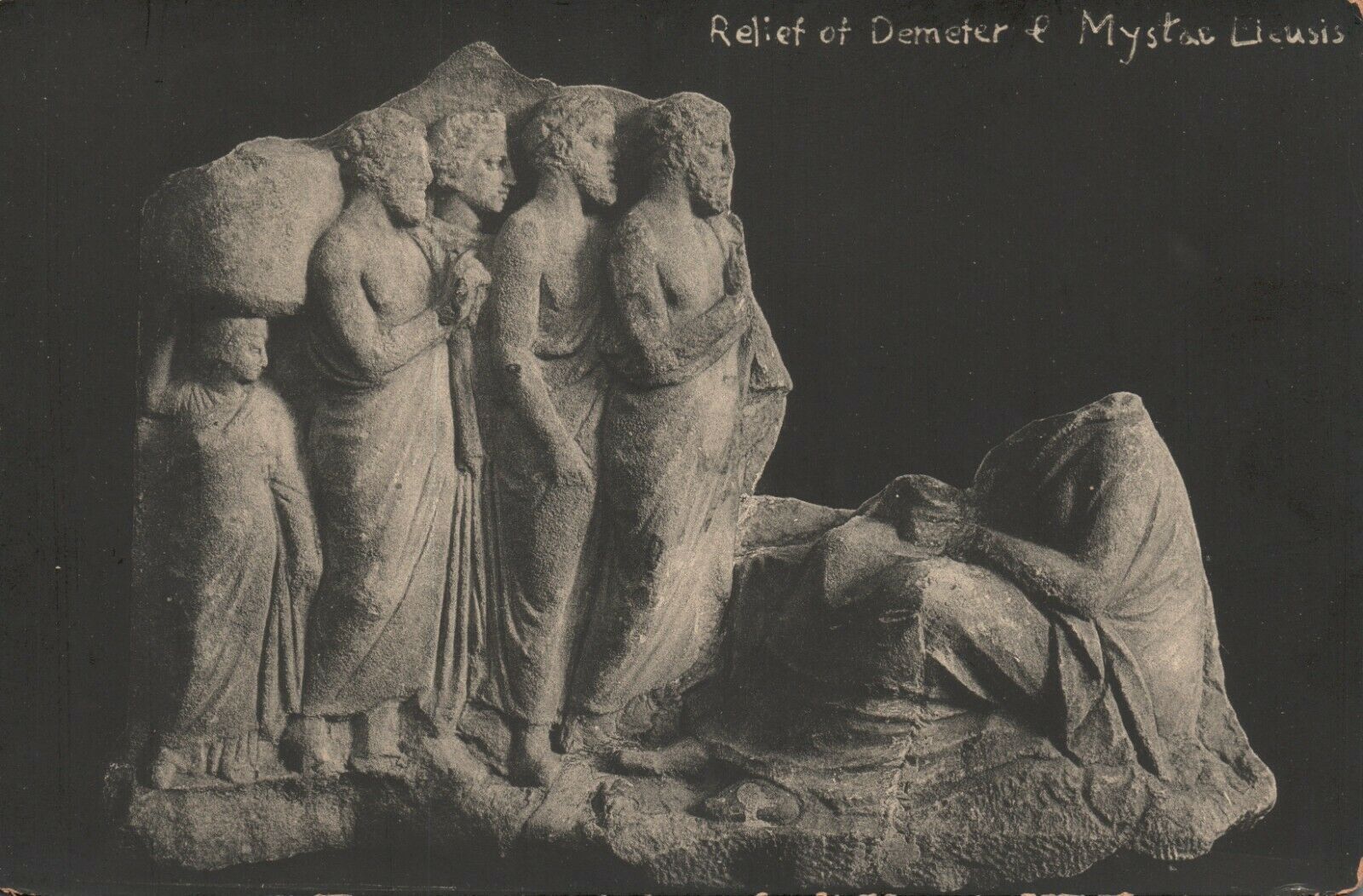 Vintage Postcard 1910's Relief of Demeter & Mystae Ucusis Sculpture ...